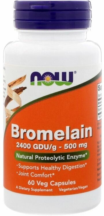 Bromelain 500 мг (Бромелаин) 60 вег капсул (Now Foods)