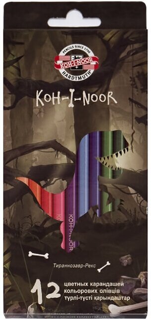 Набор цветных карандашей "KOH-I-NOOR Hardtmuth" "Динозавр" заточенные 12 цв. 3592012007KSRU
