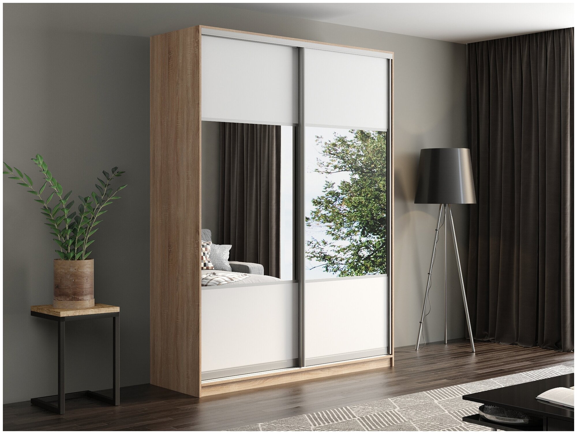 Шкаф-купе Матэрна сонома / белый / комбинированный, 190х58х240 см