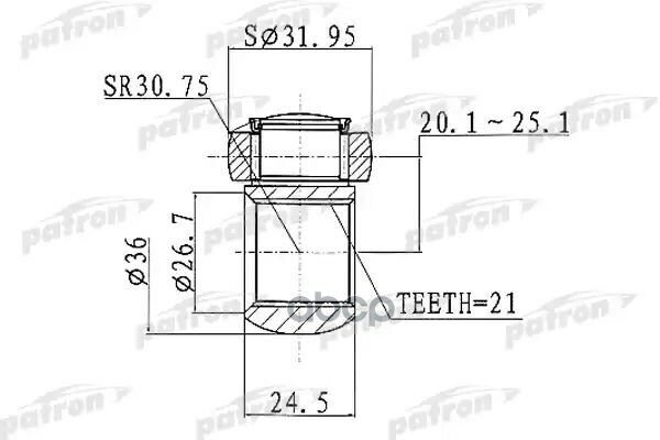 Триод [Z:21, D:319mm] Fiat: Bravo 7>/Punto 99>/Doblo >, Lancia: Y 9> PATRON арт. PTD005