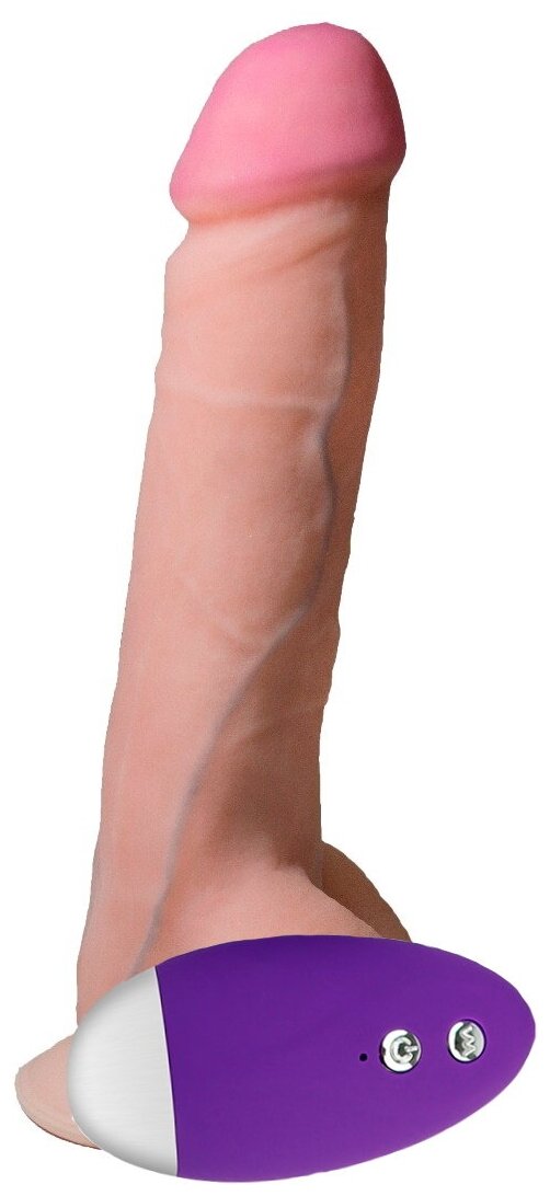 Вибратор на присоске с выносным блоком, телесный, 23см