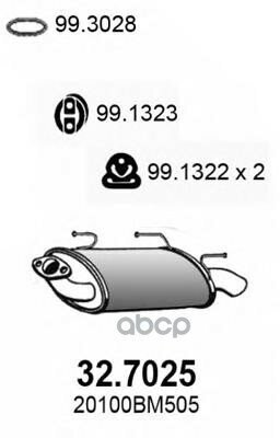 Глушитель выхлопных газов конечный ASSO арт. 32.7025