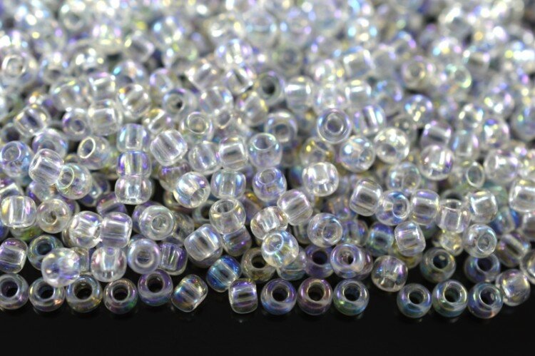 Бисер японский TOHO круглый 8/0 #0161 хрусталь, радужный прозрачный, 10 грамм