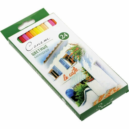 Набор цветных карандашей сонет 24цв. в картонной упаковке