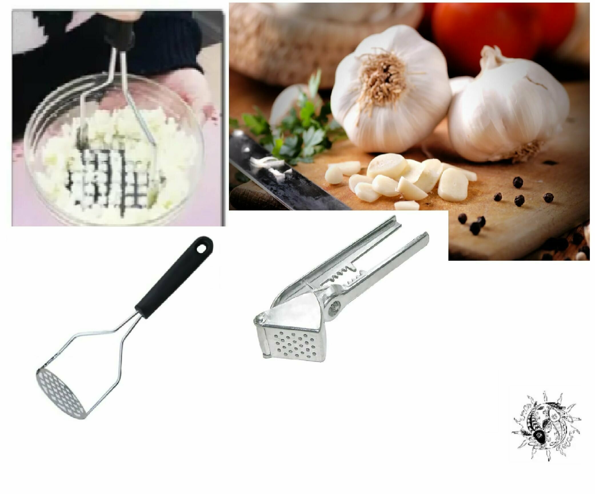 Набор для Пюре : Толкушка + Чеснокодавилка