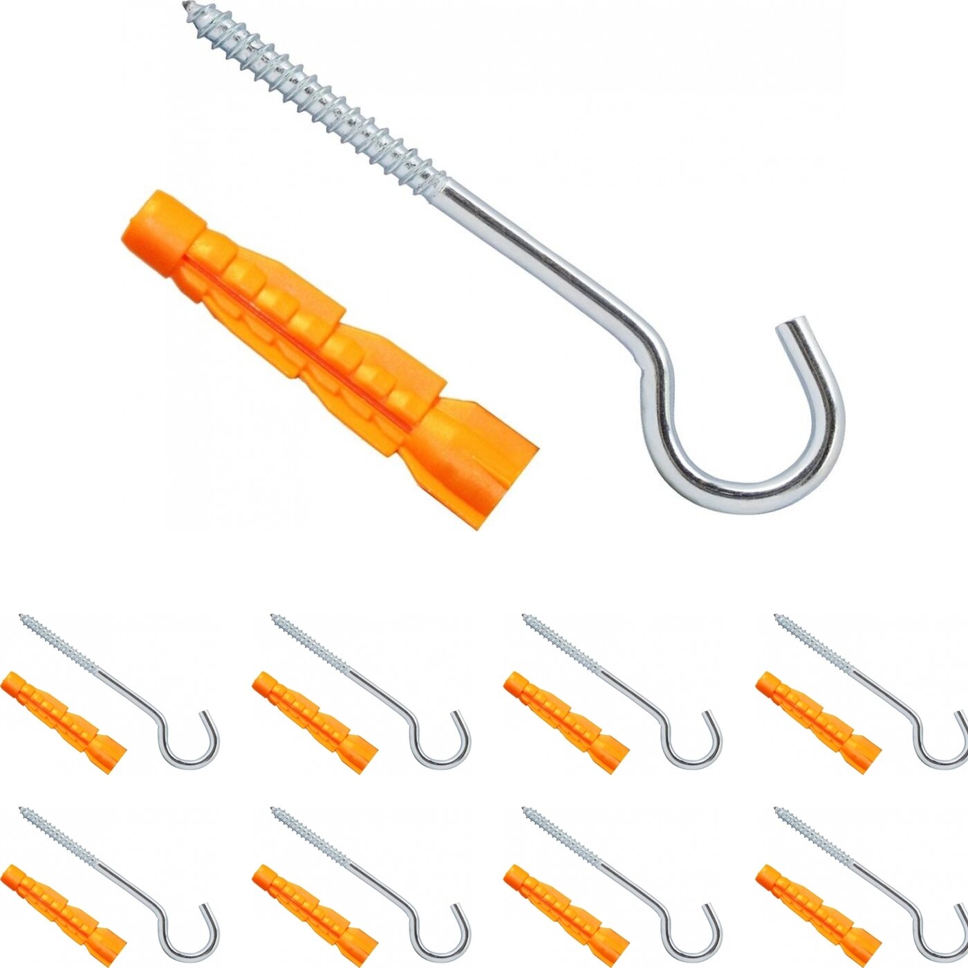 Шуруп-полукольцо Tech-Krep 8.0x80 частая резьба (2 шт.) + дюбель 12х71 (2 шт.) (комплект из 8 уп.)