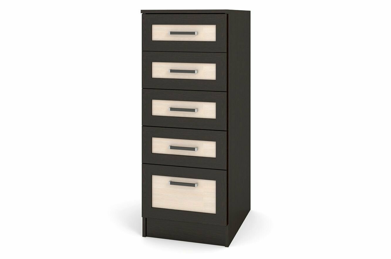 Комод К-15 40х50х108 5 ящиков, венге цаво, дуб млечный, рамка квадро