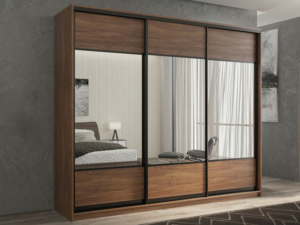 Шкаф купе, для одежды Версаль 3, МФ-Купе, 160х60х220, платье/белье/платье, орех экко