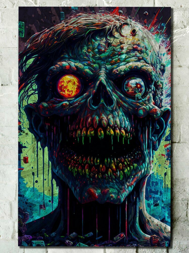 Картина интерьерная на рельефной доске ОСП Зомби психоделика - 11655