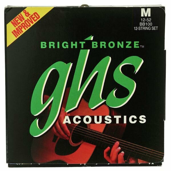 Струны для 12-струнной акустической гитары GHS BB100, бронза 80/20 - (12-52)