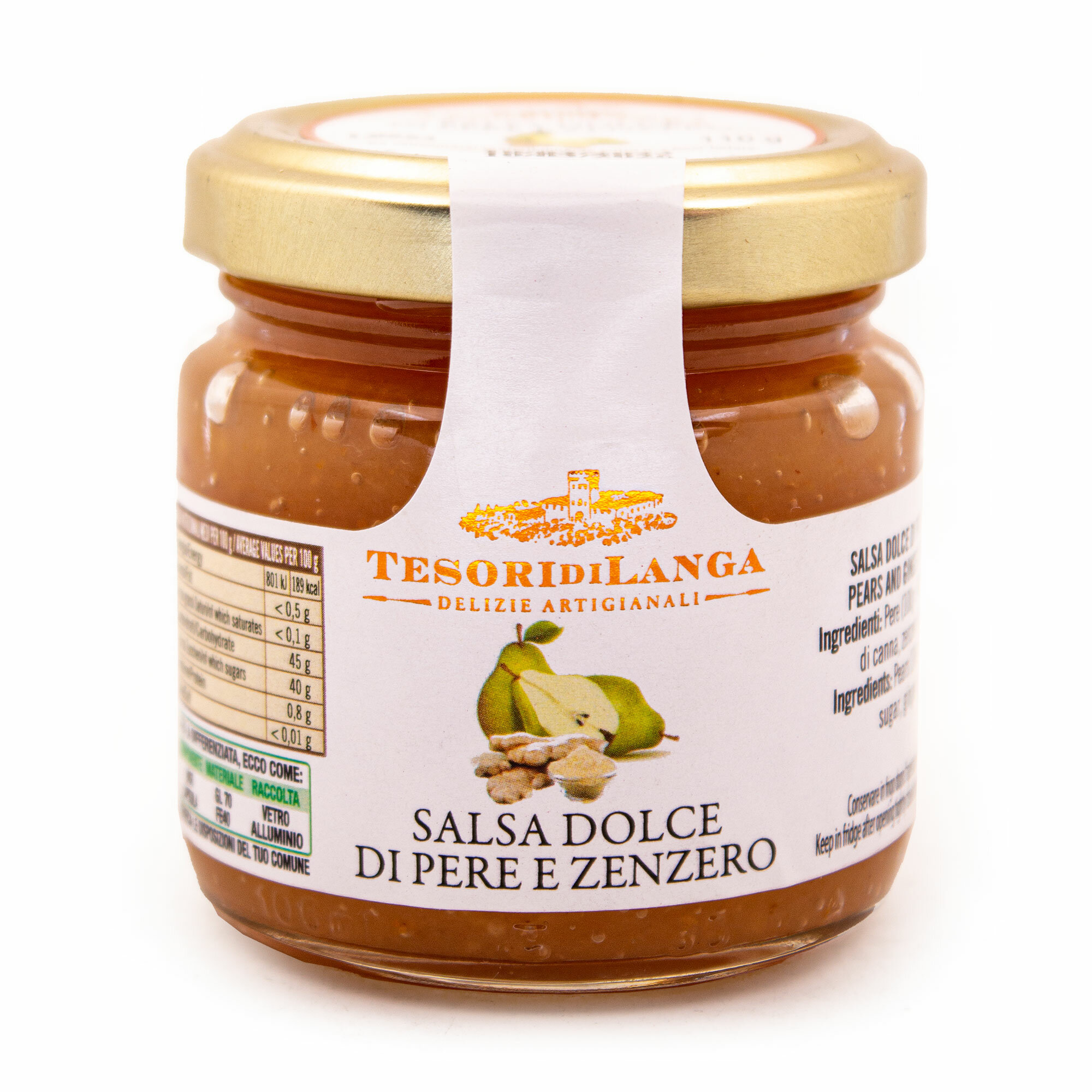 Соус сладкий для сыра из груши и имбиря, TESORI DI LANGA, 0,110 кг (ст/б)