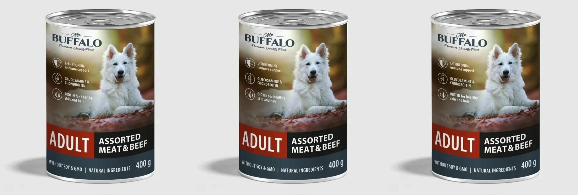 Mr.Buffalo Консервы для собак Мясное с говядиной, 400 г, 3 шт