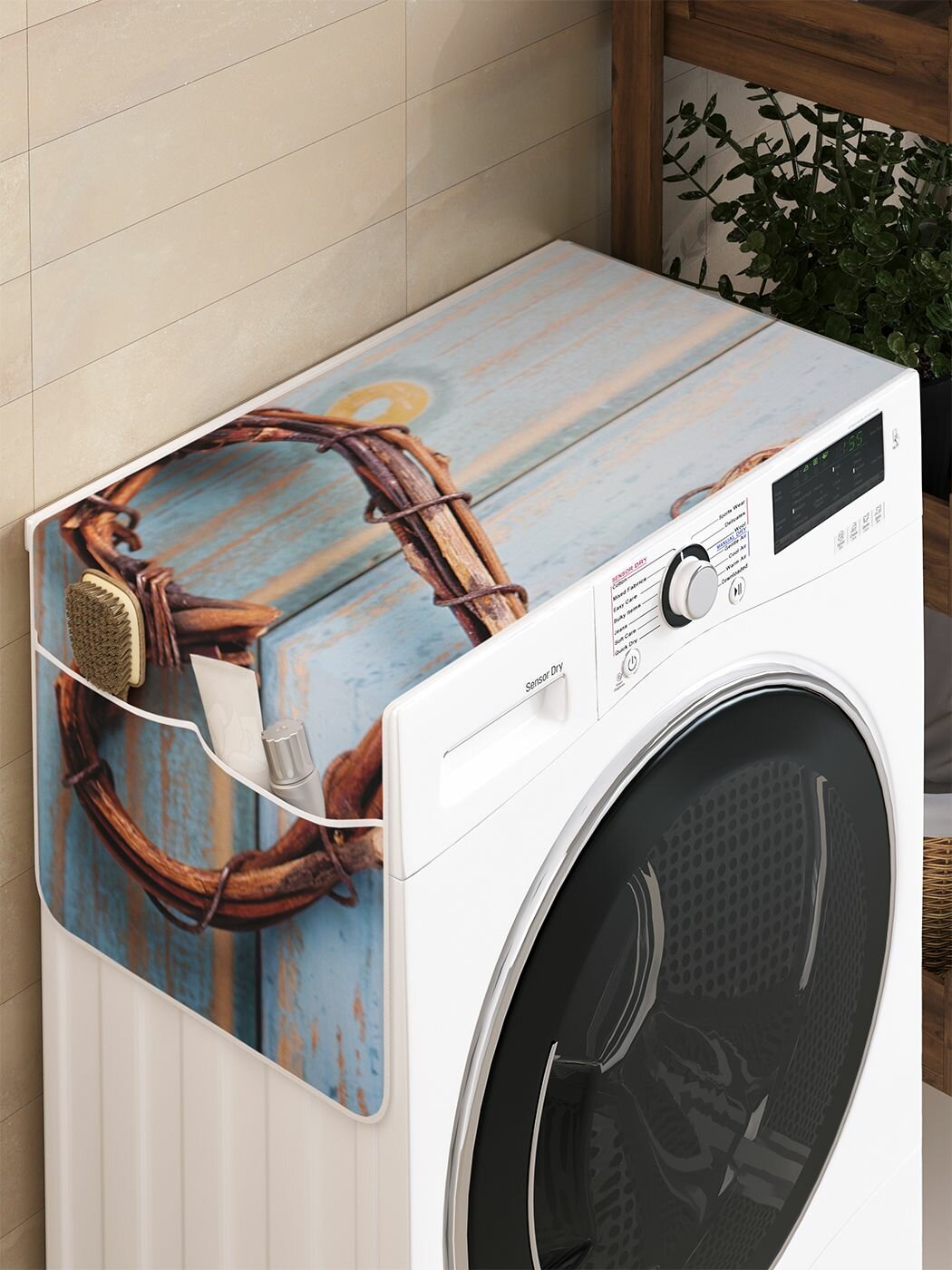 Накидка чехол на стиральную машину "Два сердца", Ambesonne, 120x35 см