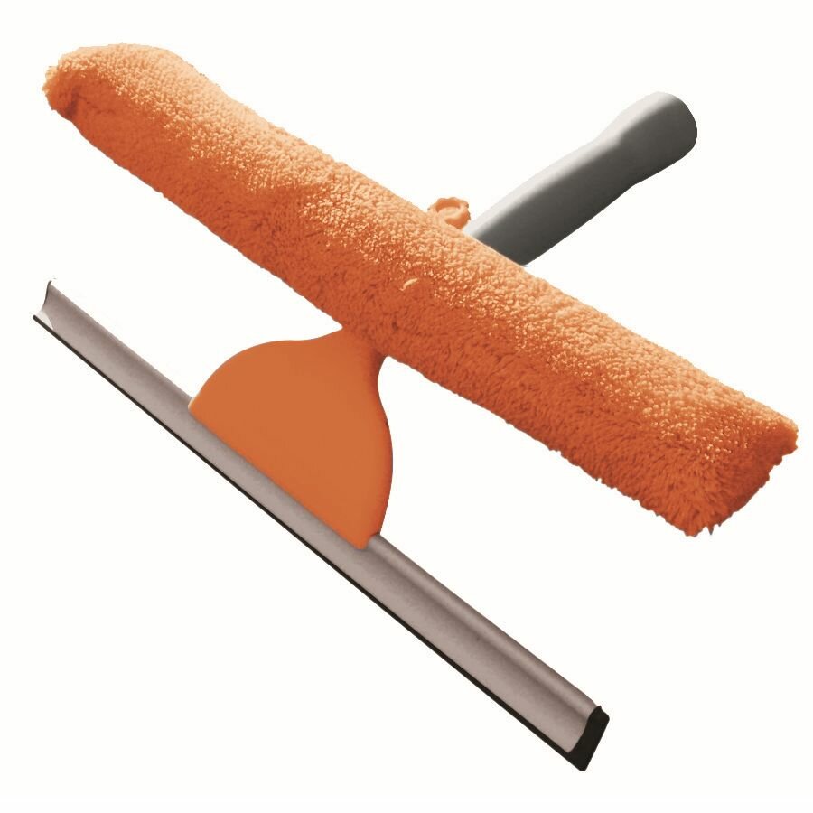 Стекломой с насадкой для мытья окон YORK, цвет: оранжевый, набор: шубка + склиз, 084020ORANGE