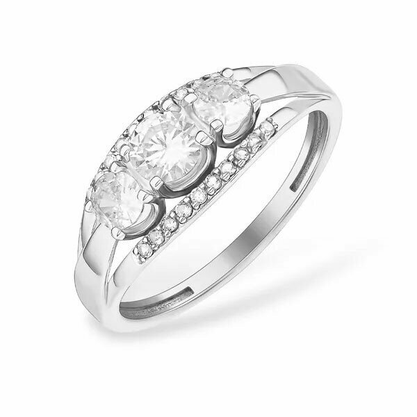 Кольцо тонкое, широкое JEWELIN, серебро, 925 проба, родирование, фианит