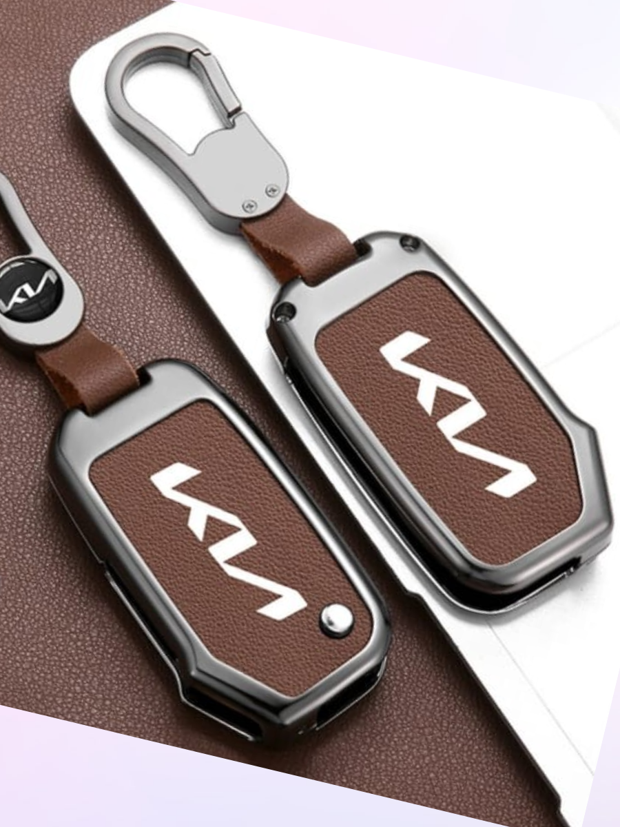 Защитный чехол для ключей KIA, Авто Обнова, коричневый с логотипом