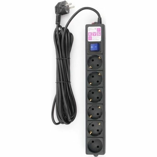 Сетевой фильтр Power Cube 5м 6 розеток (черный).