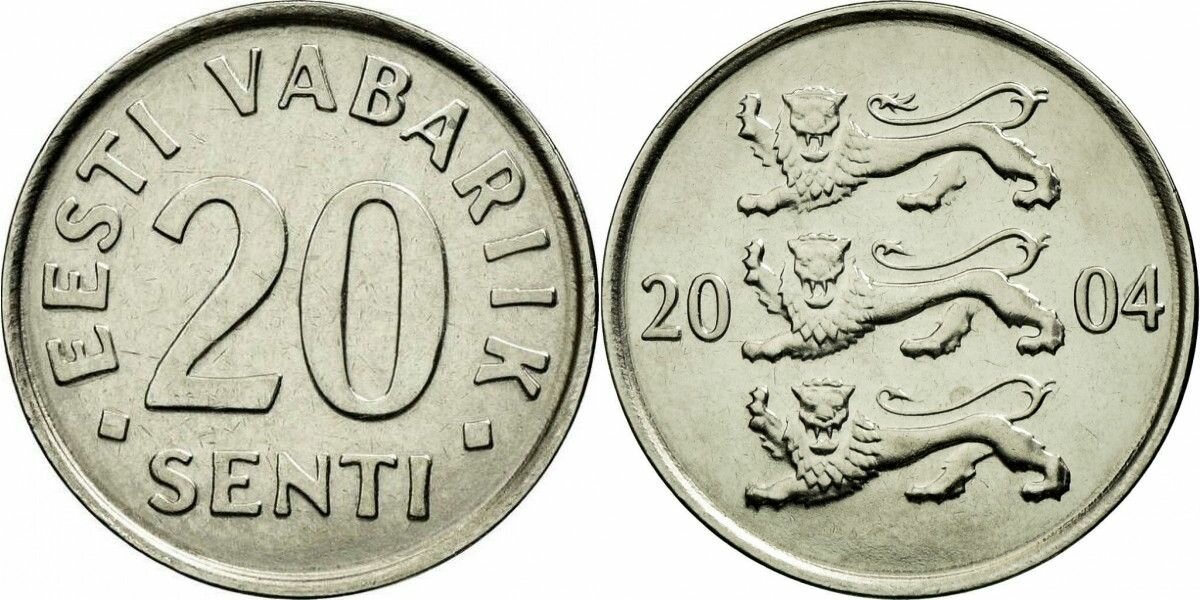Эстония 20 сентов, 1997-2008 XF