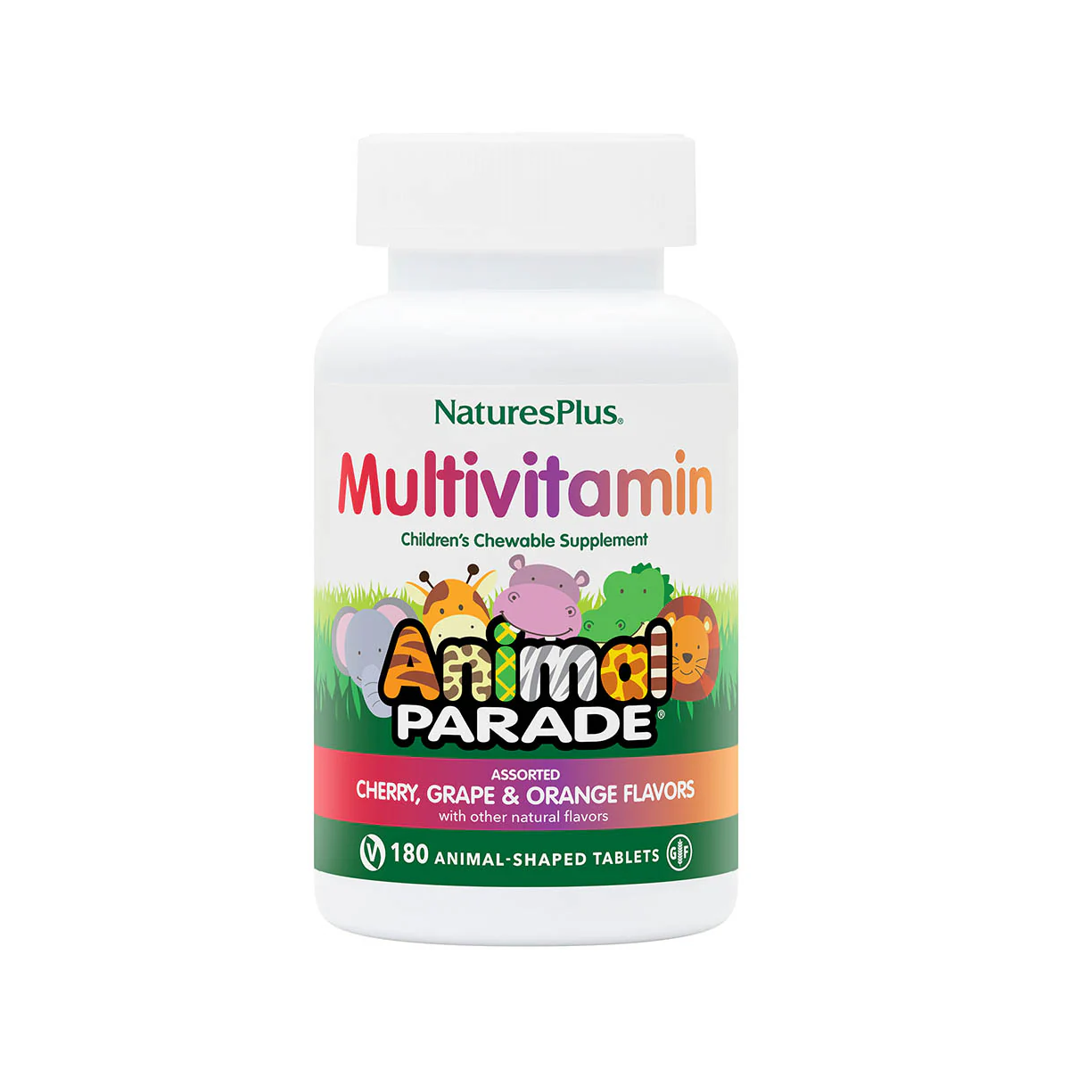 Витамины для детей со вкусом вишня, апельсин, виноград, Animal Parade Chewable 180 таблеток