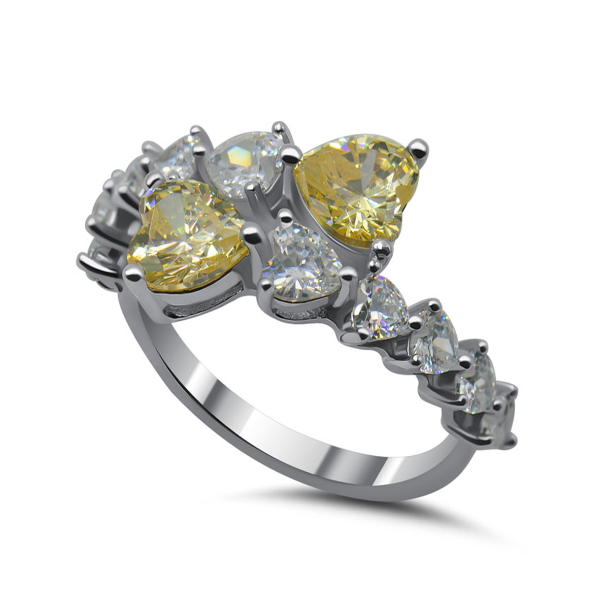 Перстень, серебро, 925 проба, родирование, фианит