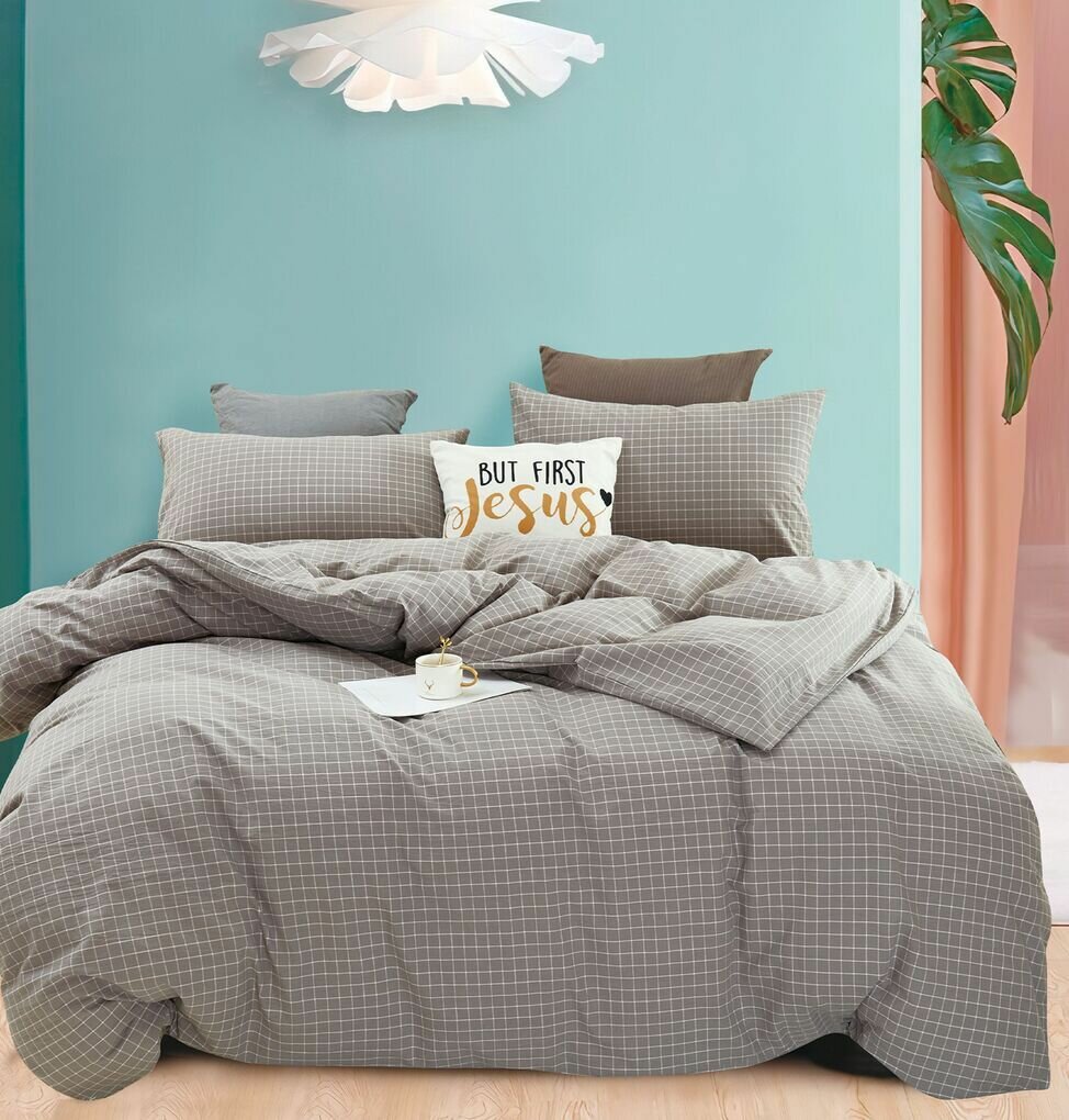 Постельное белье LE-19 семейный комплект 150х215- 2 простыни, 4 наволочки, вареный хлопок