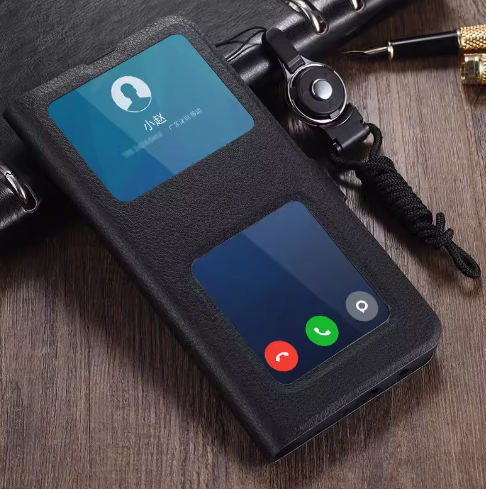 Чехол-книжка «Con Una Finestra» для Samsung Galaxy A34 с окном вызова предпросмотра и свайпом позволяет отвечать на звонки и сообщения не открывая .