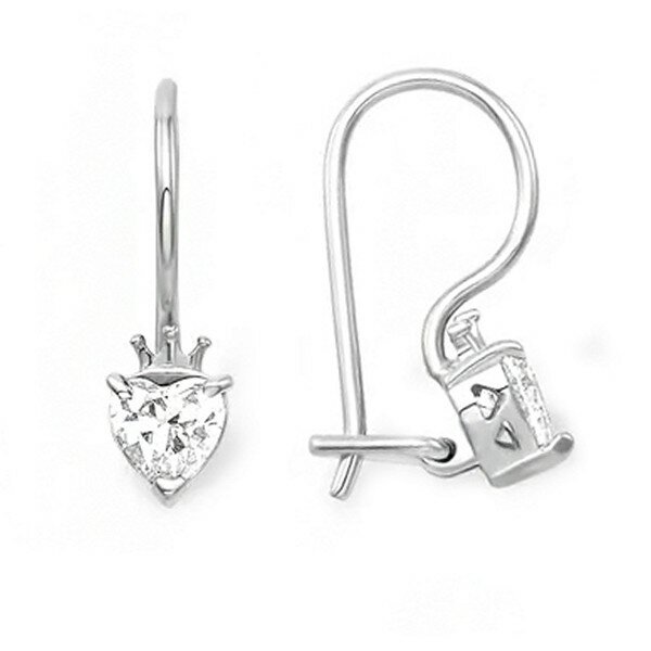 Серьги, серебро, 925 проба, родирование, фианит