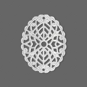 Декоративный элемент, 30х23мм, ажурный овал, базовый материал - латунь, посеребренный, 2 шт.