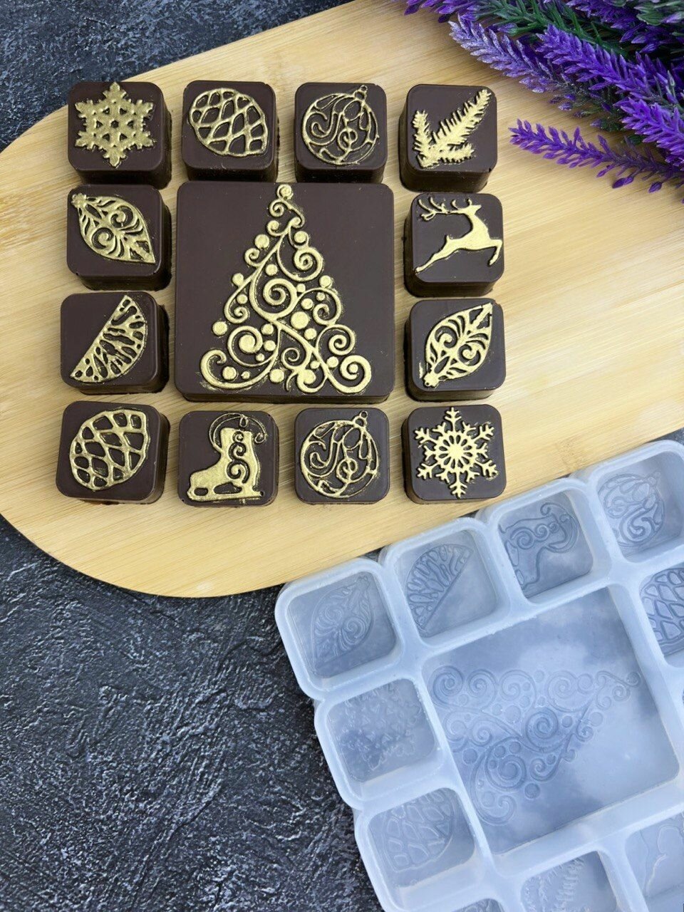 Кондитерский силиконовй молд "Новогодний", подходит для шоколада