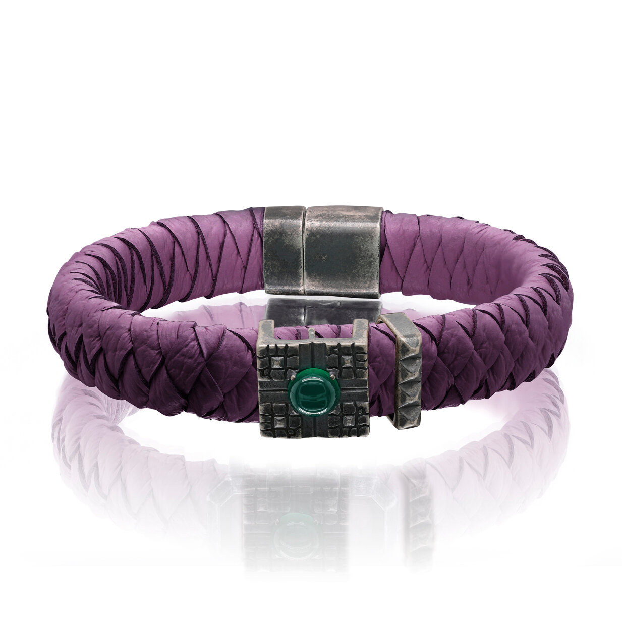 Браслет-цепочка, серебро, 925 проба, родирование, оникс