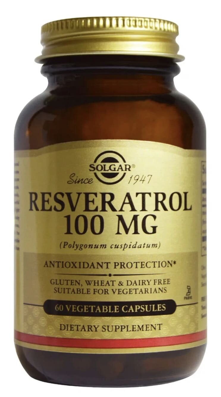 Solgar Resveratrol, Ресвератрол 100 мг 60 капсул