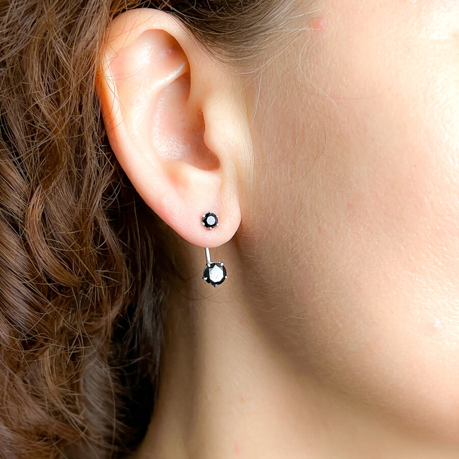 Серьги пусеты, серебро, 925 проба, родирование, шпинель