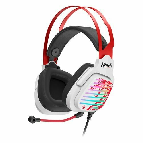 Гарнитура игровая A4TECH Bloody G560, для компьютера, мониторные, проводные, белый / красный [g560 naraka]