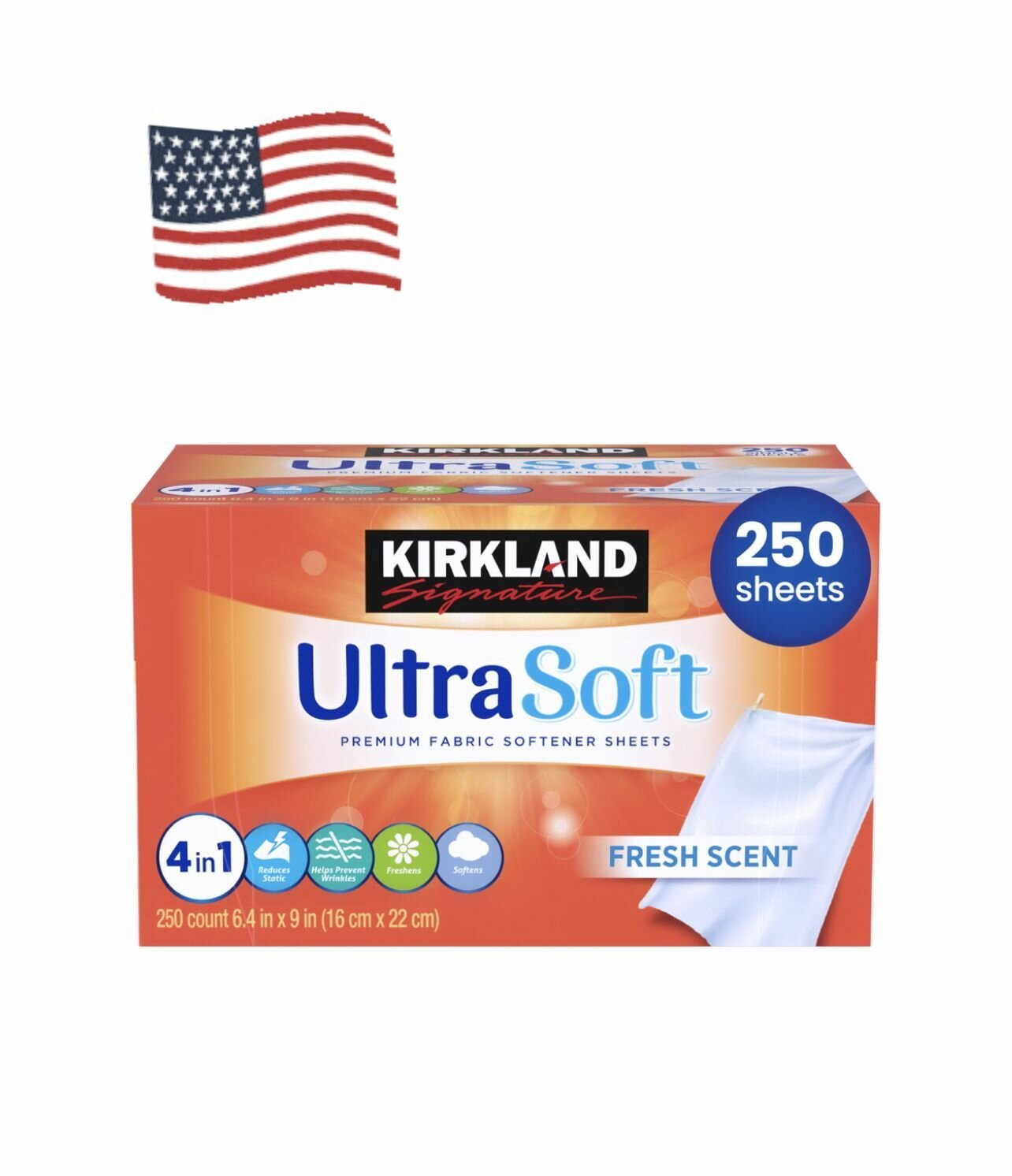 Kirkland Signature , Листы салфетки для сушки белья для сушильных машин , кондиционер для смягчения ткани , аромат свежести