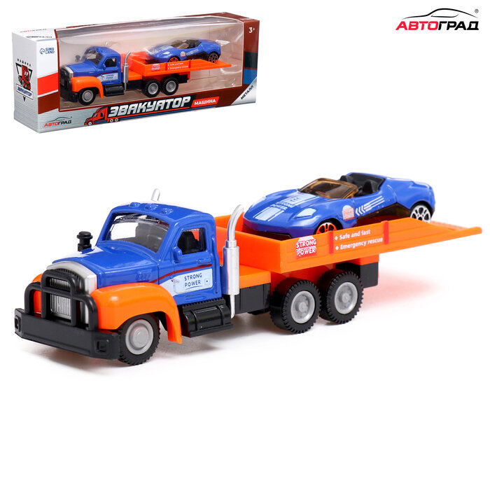 Машина металлическая Автоград "Эвакуатор", с машинкой, цвет микс
