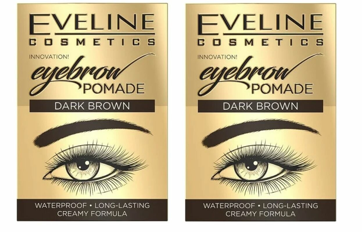 Eveline Cosmetics Помада для бровей Eyebrow Pomade dark brown, 36г - 2 штуки