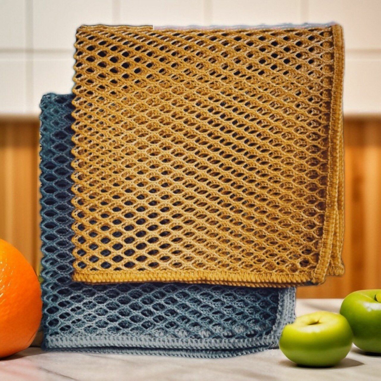 Узелковая сетка для мытья посуды, плиты, фруктов, Губка для мытья посуды и уборки универсальная 30х30 см, Корейская тряпка