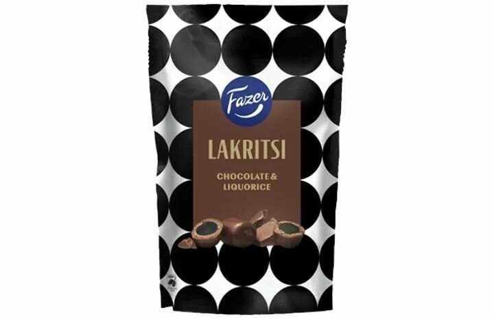 Fazer lakritsi chocolate&liquorice лакричные конфеты в молочном шоколаде 140 гр, (из Финляндии)