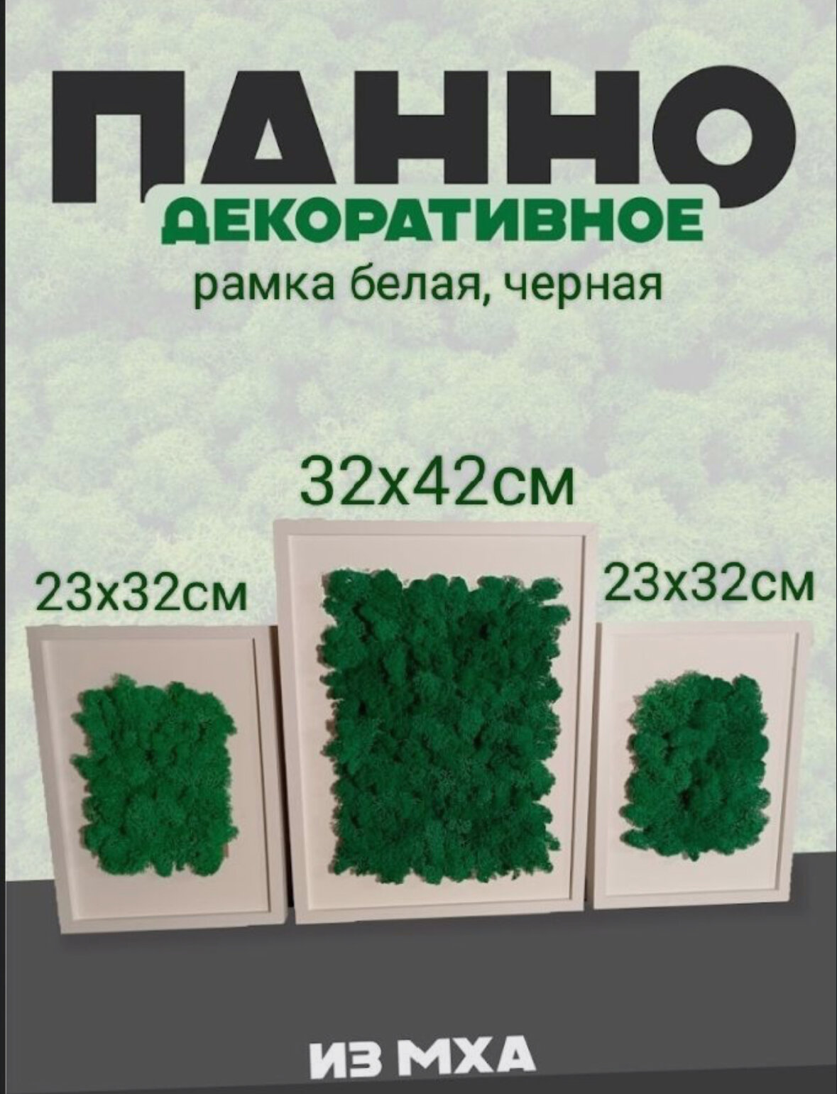Настенное панно с стабилизированным мхом. Декоративное панно из мха.
