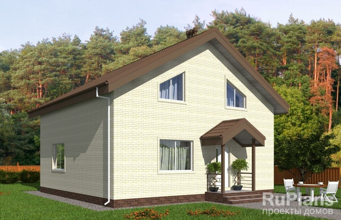 Одноэтажный дом с мансардой (147 м2, 10м x 10м) Rg5193