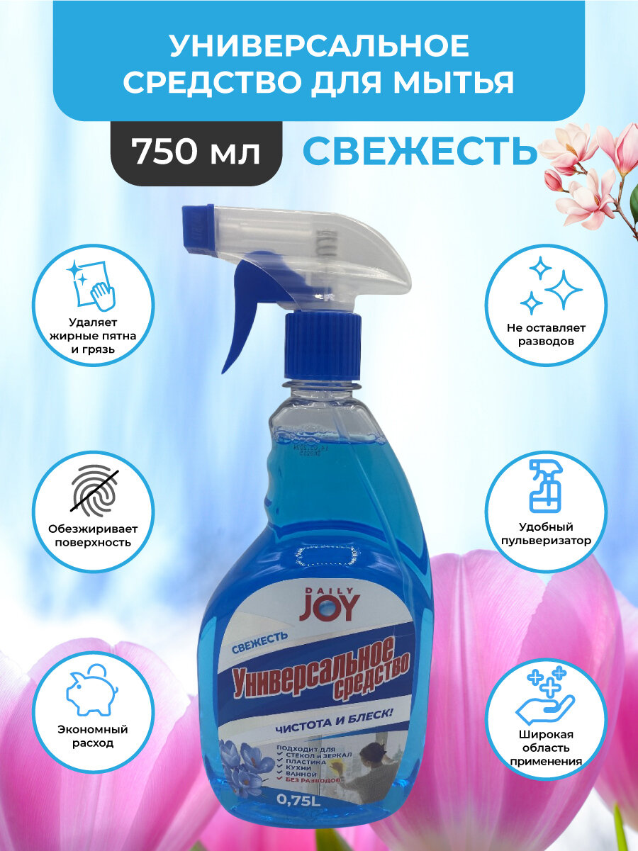 Универсальное средство для окон, кухни и ванной 750 мл, свежесть