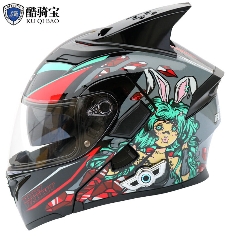 Мотоциклетный шлем Cool Ride Treasure, Bluetooth, с рогами, открытый, 30 дней работы