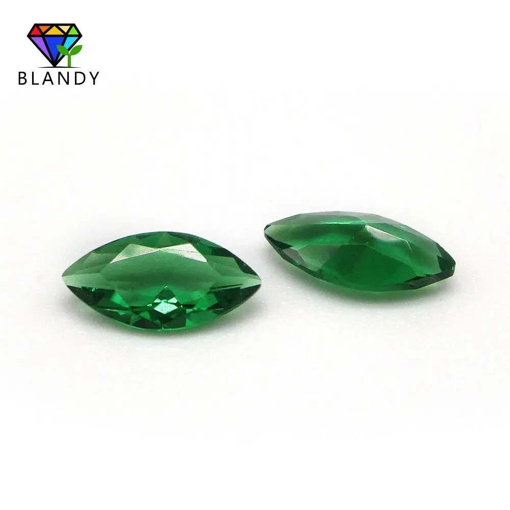 Синтетические зеленые камни для ювелирных изделий QINGYIGEM 1.5x3mm(100pcs)