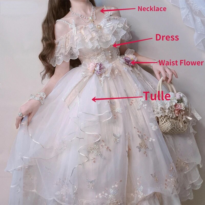 Женское платье "Лолита" Voostao, белый, L, Dress 4 Piece Set