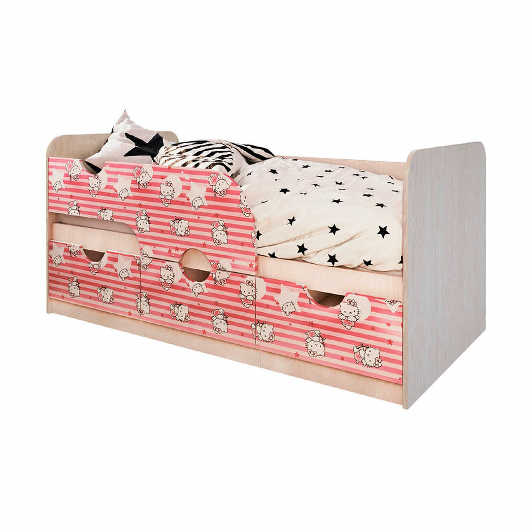 Кровать детская 80х186 Минима 189,2х77,0х85,0 см, дуб атланта/хеллоу китти