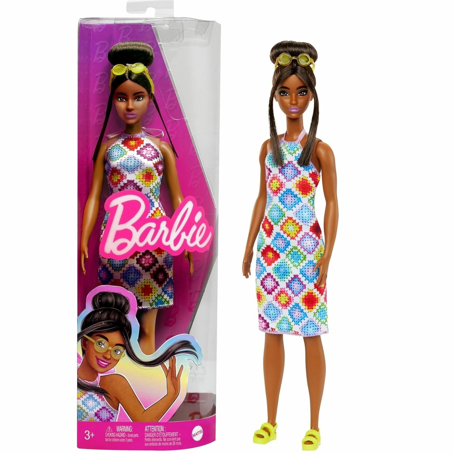 Кукла Barbie HJT07 210 с пучком и в вязаным платьем