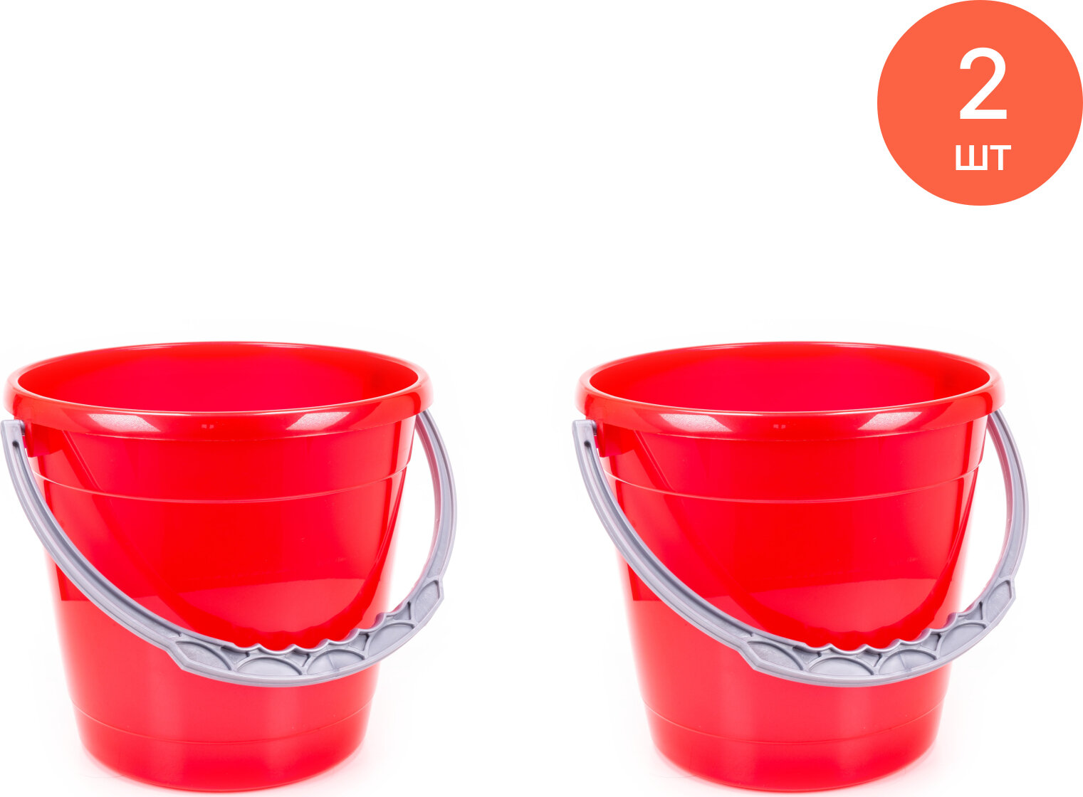 Ведро Martika колор полипропилен без крышки красный 5л (комплект из 2 шт)