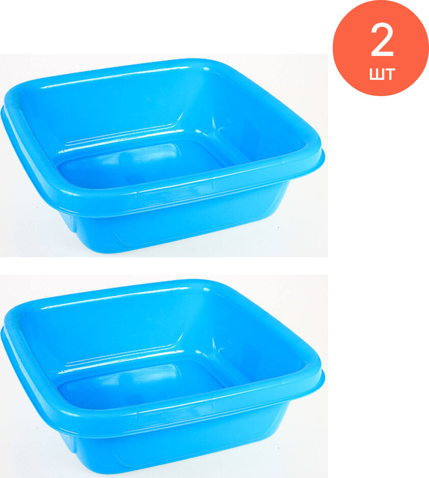 Таз пластиковый Spin&Clean Step квадратный голубой 10л (комплект из 2 шт)