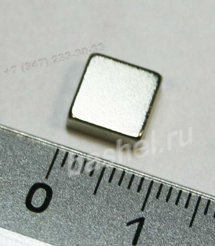Магнит прямоугольный -076- 8x8x3mm N38 (1,0кг.), неодимовый