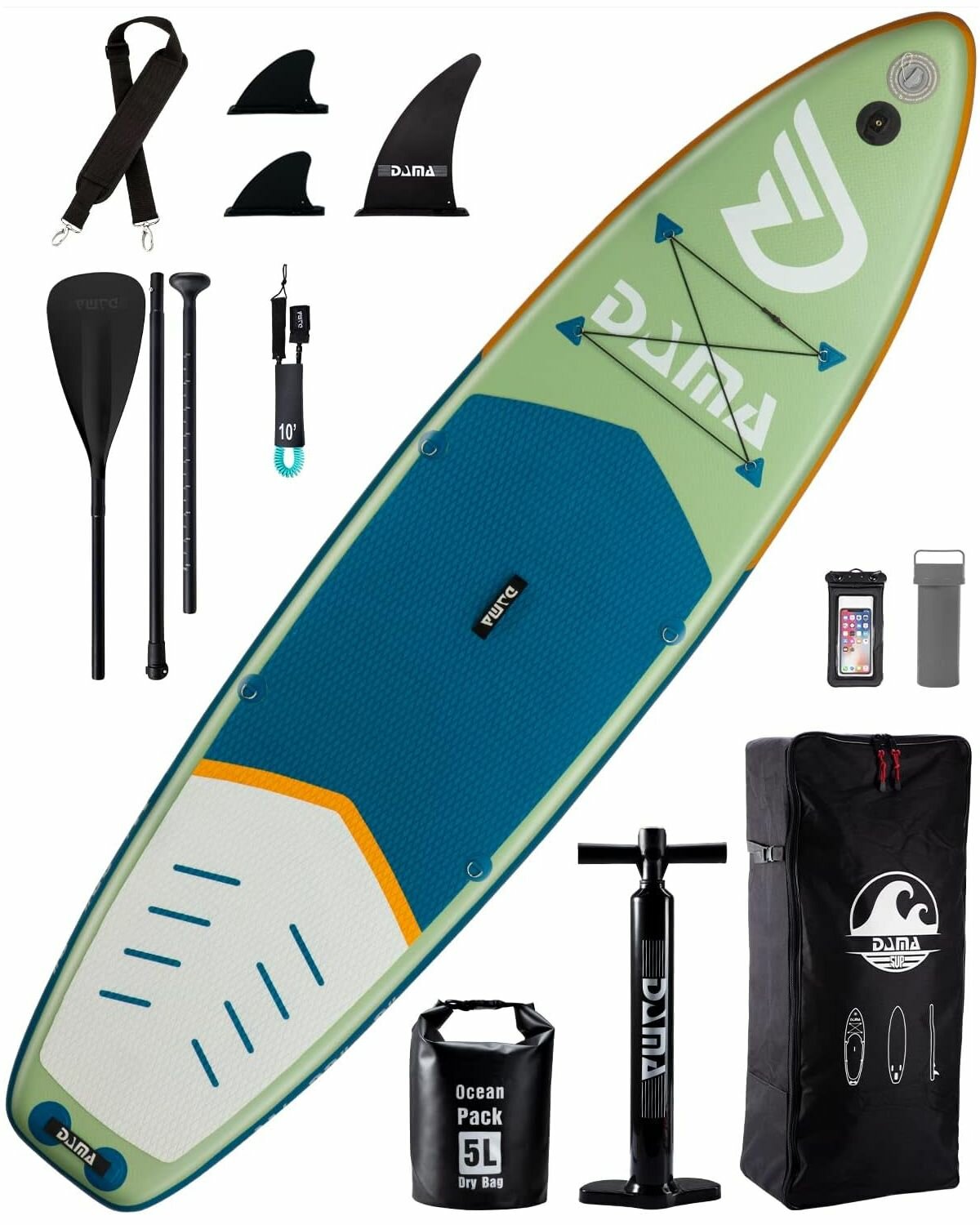 Надувной сапборд DAMA Fresh Water Single 335x83x15см, Sup борд двухслойный стандартный комплект